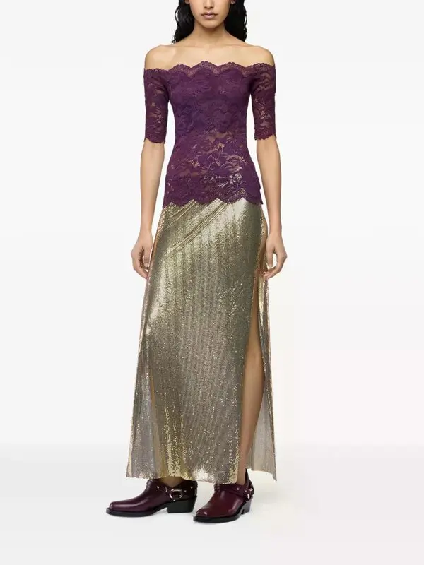 Rabanne Metallic Mesh-knit Midi Skirt