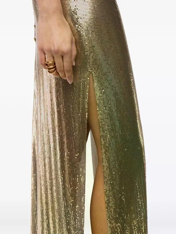 Rabanne Metallic Mesh-knit Midi Skirt