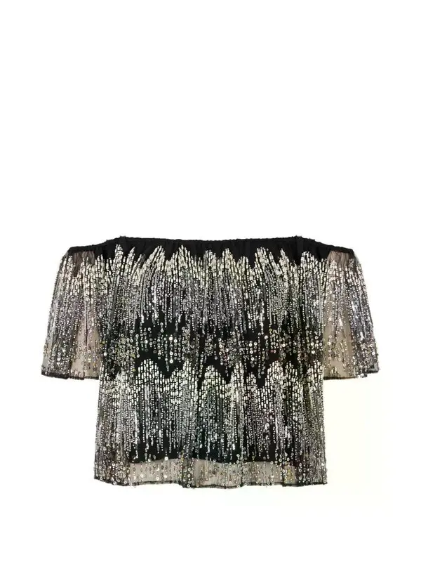 Rabanne Embroidered Boat Neck Blouse - Black