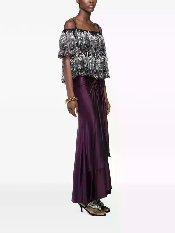 Rabanne Embroidered Boat Neck Blouse - Black