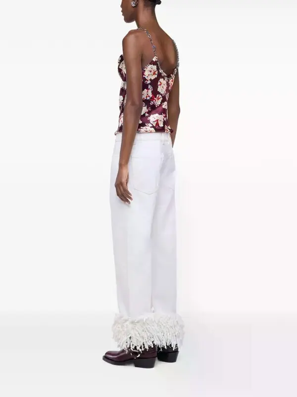 Rabanne Sleeveless Floral Print Chain Detail Top - Red