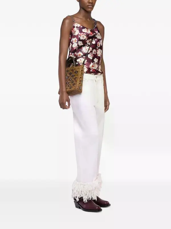 Rabanne Floral Patterned Silk Top - Red