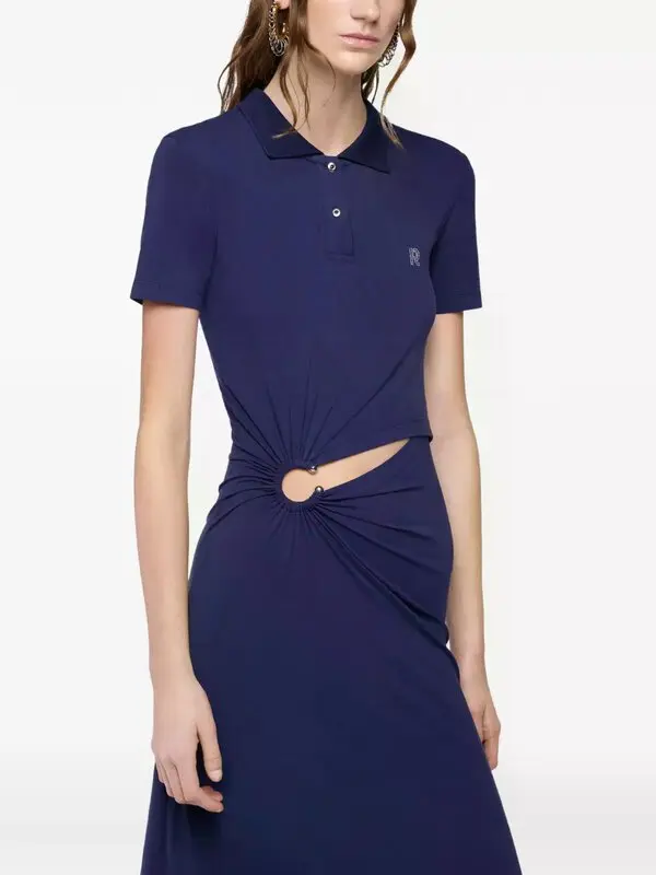 Rabanne Piercing Detail Polo-collar Maxi Dress