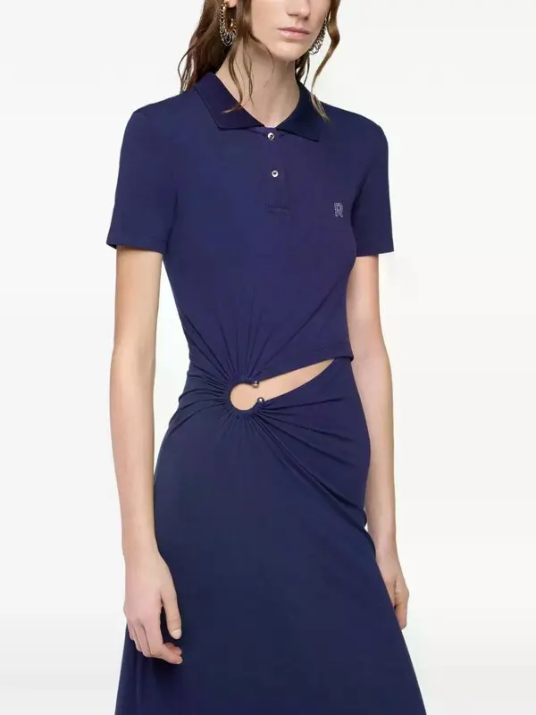 Rabanne Piercing Detail Polo-collar Maxi Dress - Blue