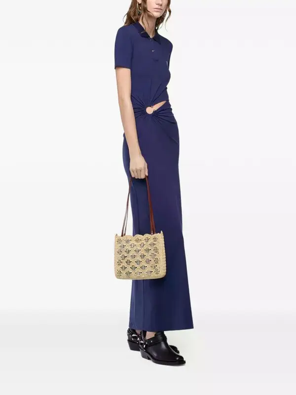 Rabanne Piercing Detail Polo-collar Maxi Dress - Blue