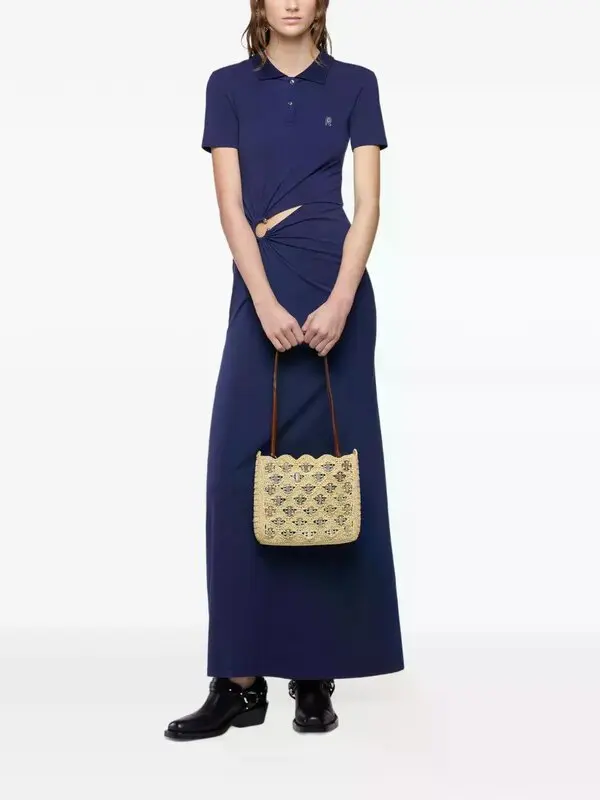 Rabanne Piercing Detail Polo-collar Maxi Dress - Blue