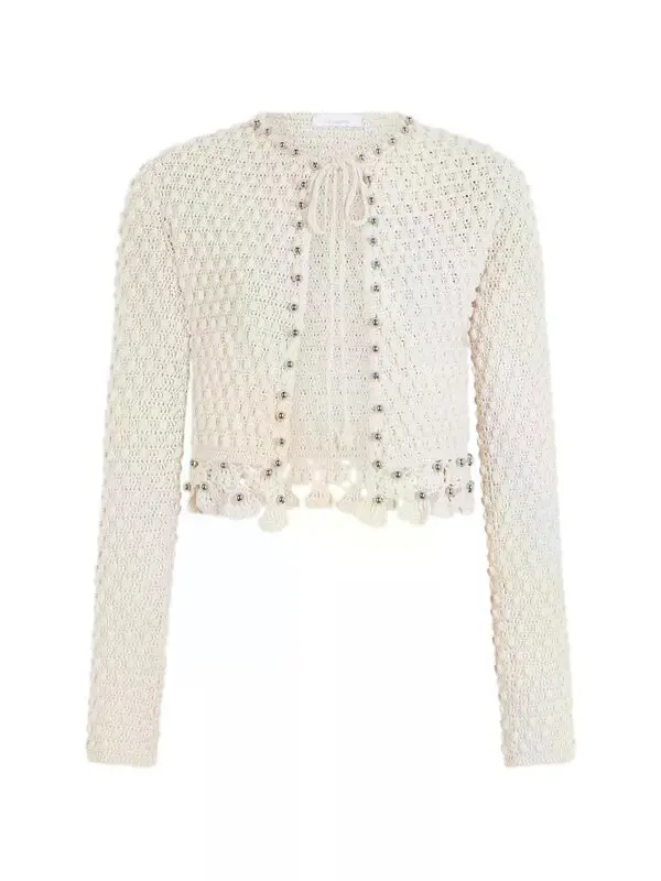 Rabanne Crochet Knit Cardigan - White