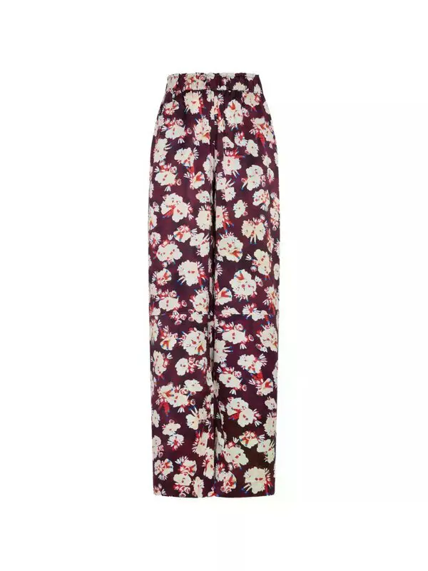 Rabanne Silk Floral Trousers - Red