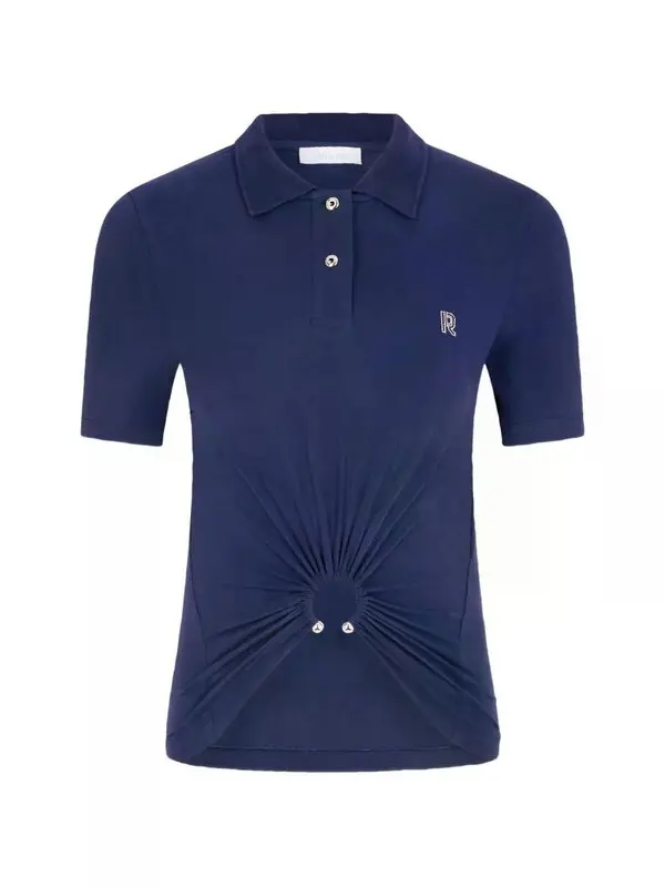 Rabanne Monogram Motif Piercing Detail Polo Shirt - Blue