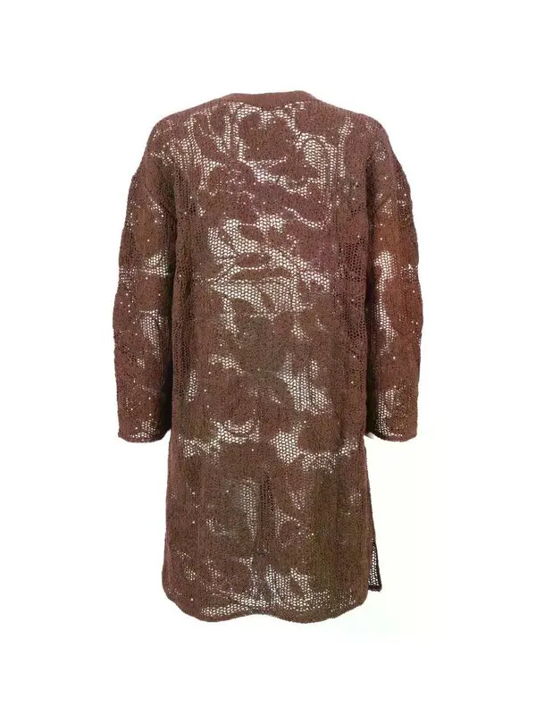 KANGRA Sequin-embellished Floral-embroidery Coat - Brown