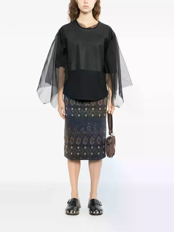Brunello Cucinelli Textured Diamond-knit Skirt With Sequin Embellishment