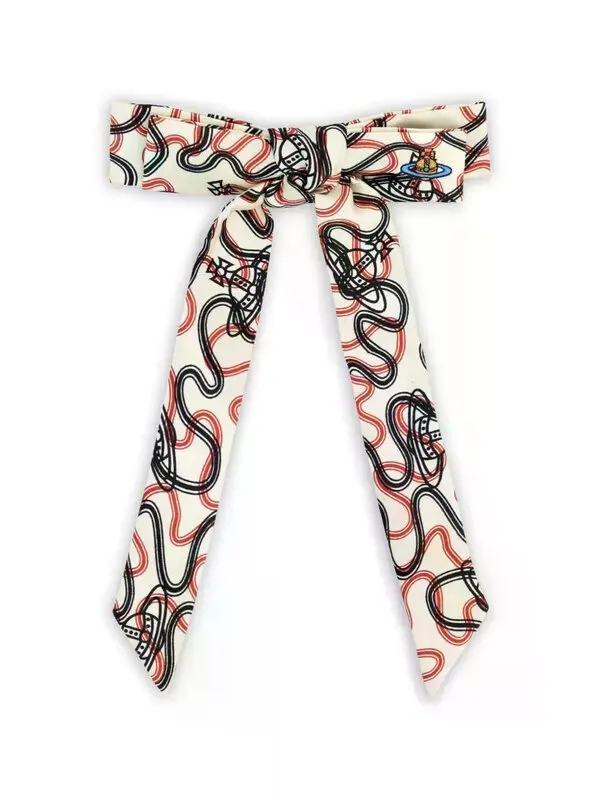 VIVIENNE WESTWOOD Orb Print Bow Hair Clip - White
