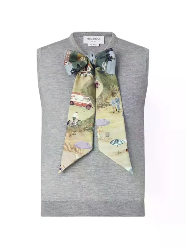Thom Browne Nantucket Scenic Cashmere Silk Shell Top - Grey