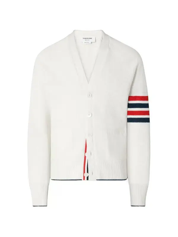 Thom Browne 4-bar Relaxed-fit Cardigan - White