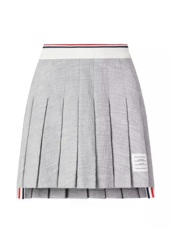 Thom Browne Pleated Tweed Skirt - Grey