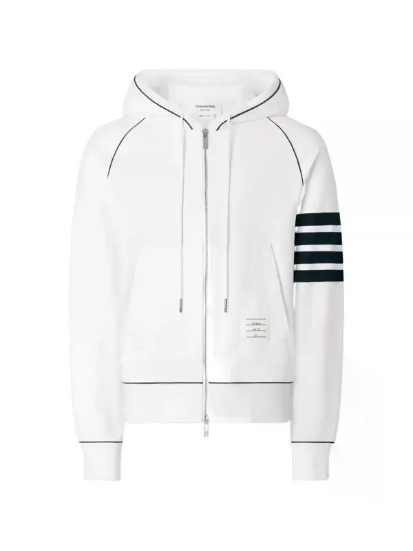 Thom Browne Loopback Stripe-detail Hoodie - White