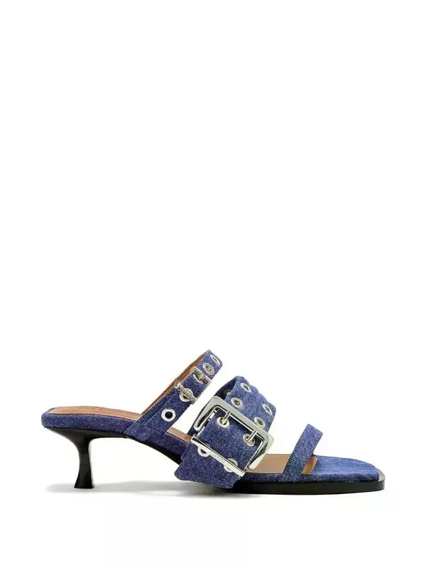 GANNI Embellished Buckle Strap Sandals - Blue