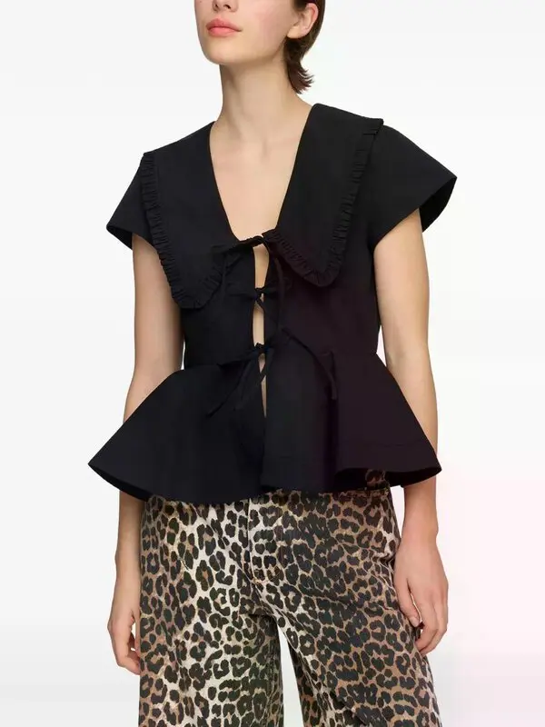 GANNI Ruffled Collar Peplum Blouse