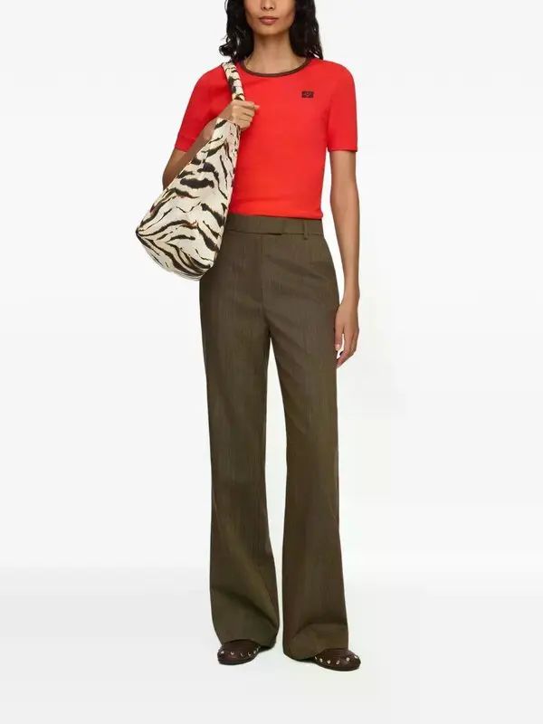 GANNI Logo Embroidered Tiger Print Tote Bag - Neutrals