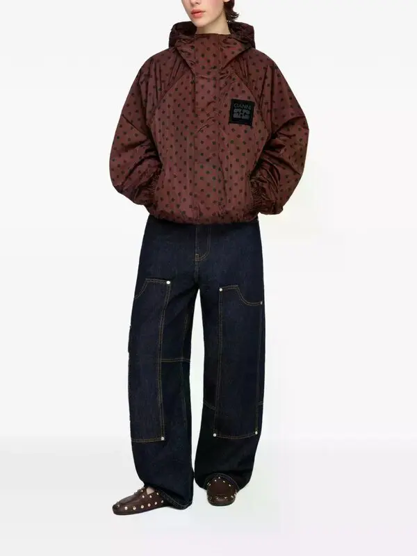 GANNI Polka-dot Hooded Jacket - Brown