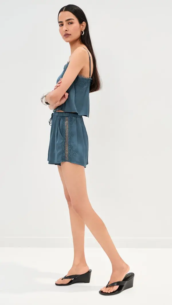 LE BOP Savannah Satin Shorts - Navy