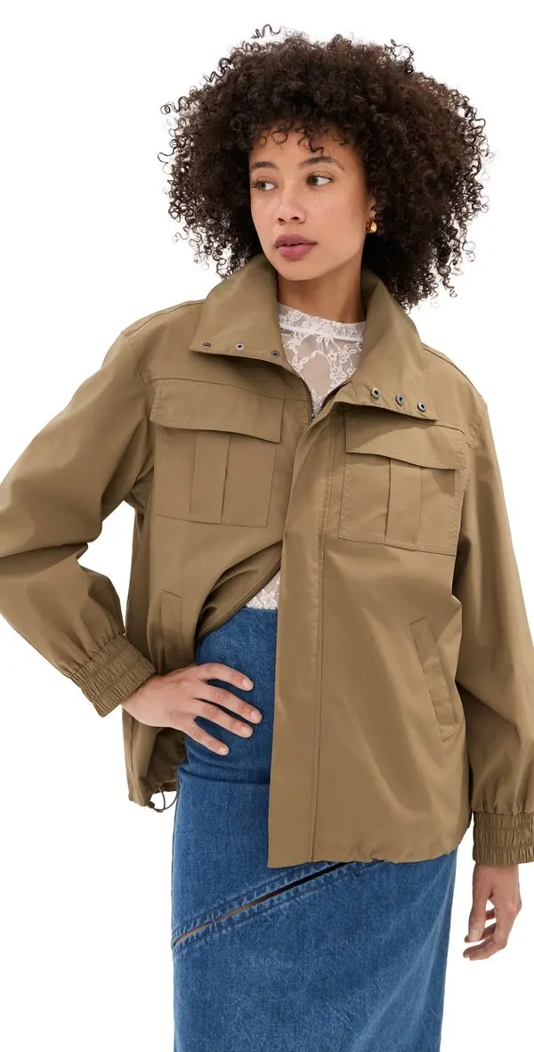 LE BOP Aubrey Jacket With Funnel Neck And Zip Front - Hazelnut