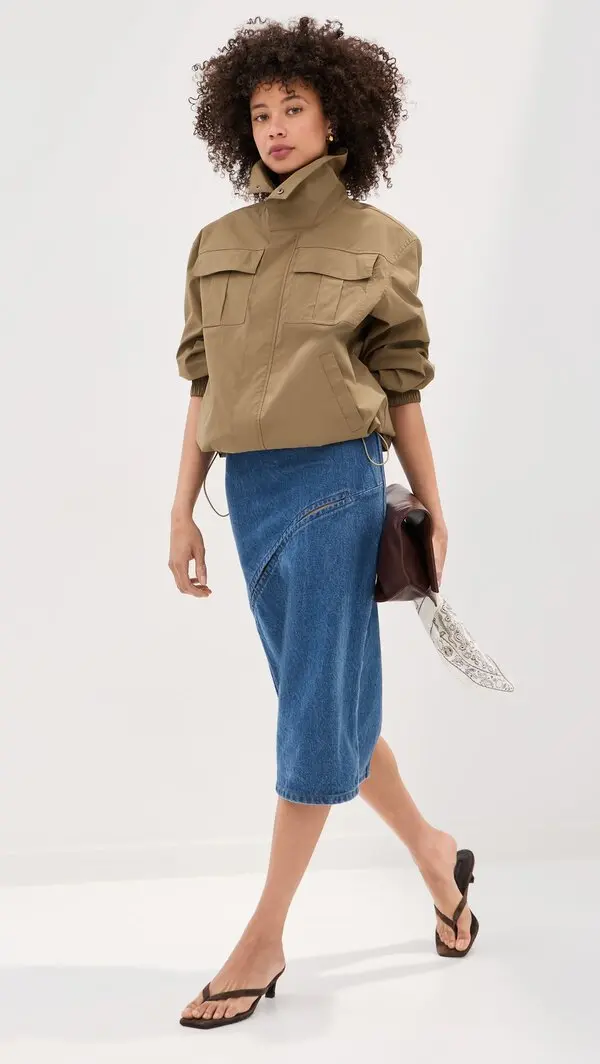 LE BOP Aubrey Jacket With Funnel Neck And Zip Front - Hazelnut