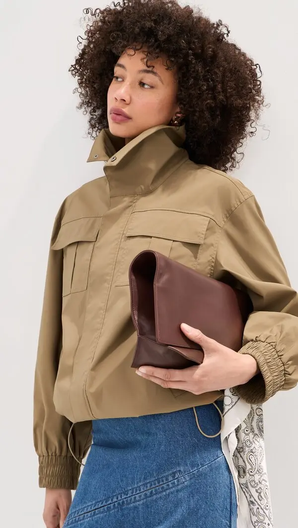 LE BOP Aubrey Jacket With Funnel Neck And Zip Front - Hazelnut