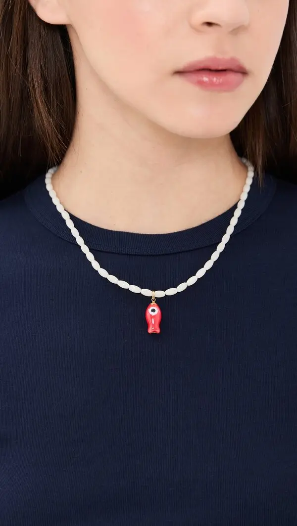LOGAN TAY Beaded Fish Pendant Necklace