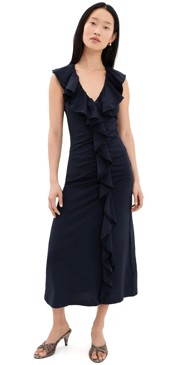 Ulla Johnson Chiara Cotton Ruffle Maxi Dress - Midnight