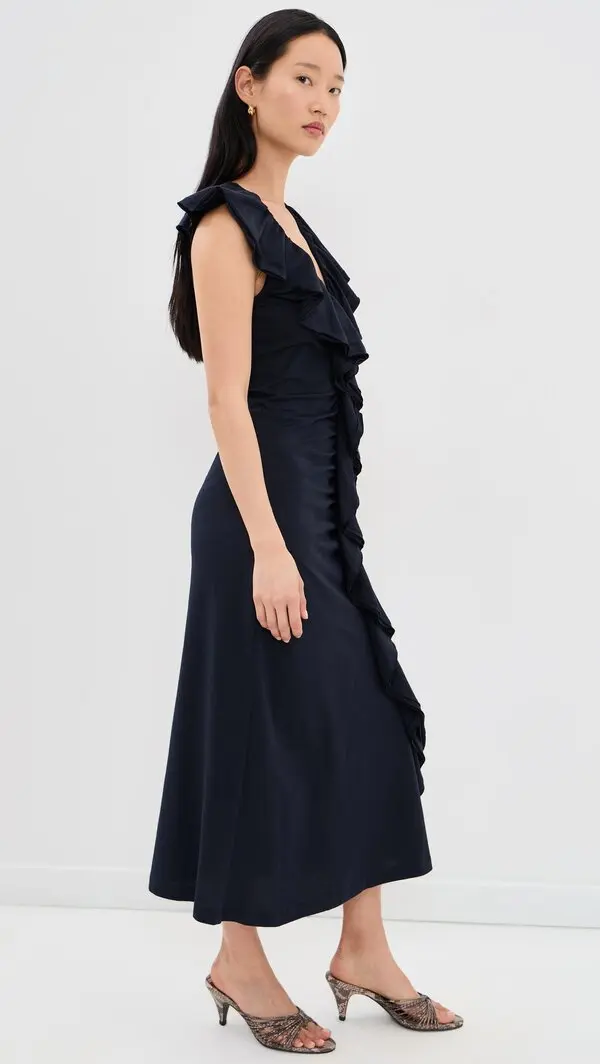 Ulla Johnson Chiara Cotton Ruffle Maxi Dress - Midnight