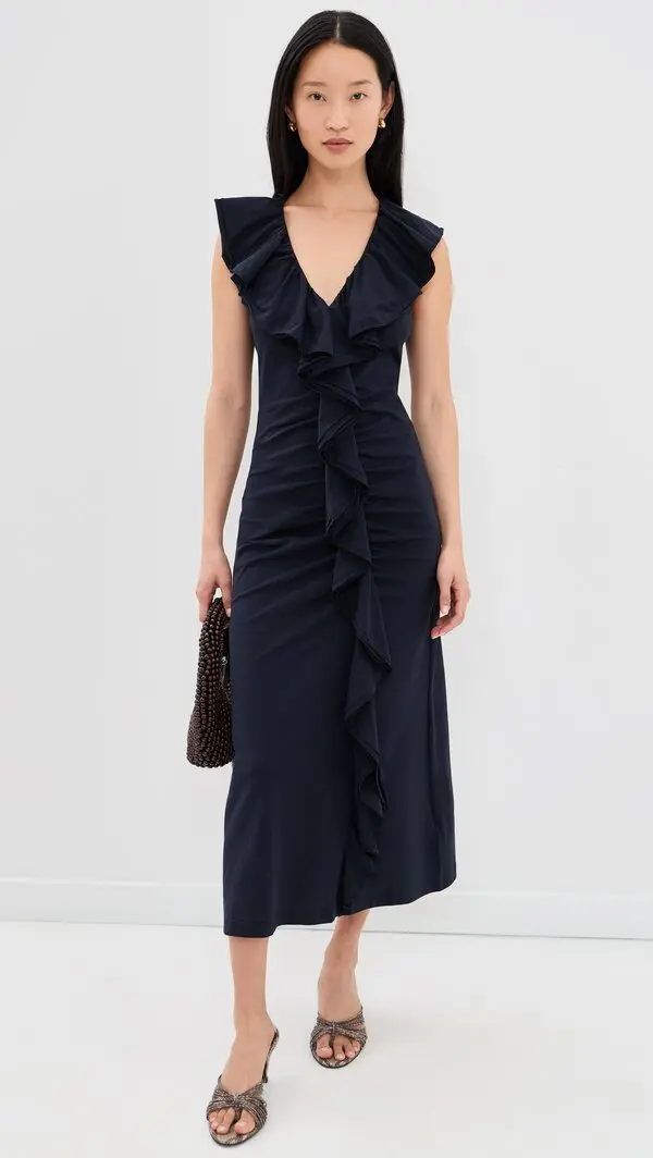 Ulla Johnson Chiara Cotton Ruffle Maxi Dress - Midnight