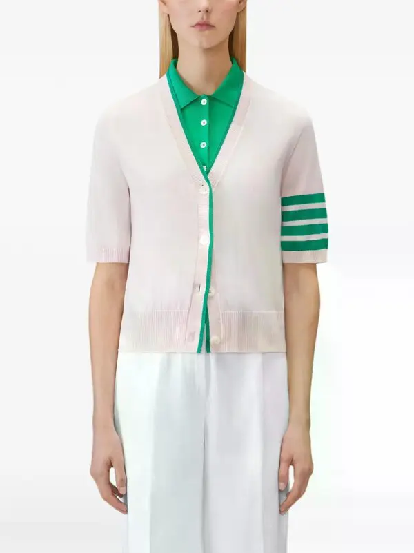 Thom Browne Four-bar Short-sleeve Cardigan