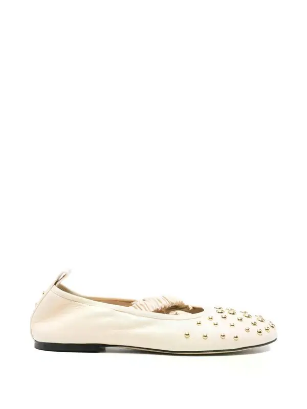 WANDLER Stud-embellished Ruched Ballet Flats