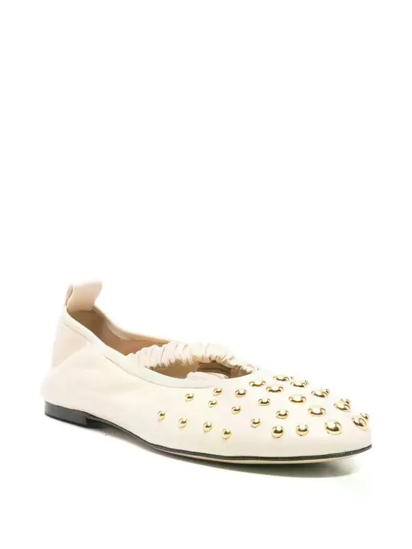 WANDLER Stud-embellished Ruched Ballet Flats