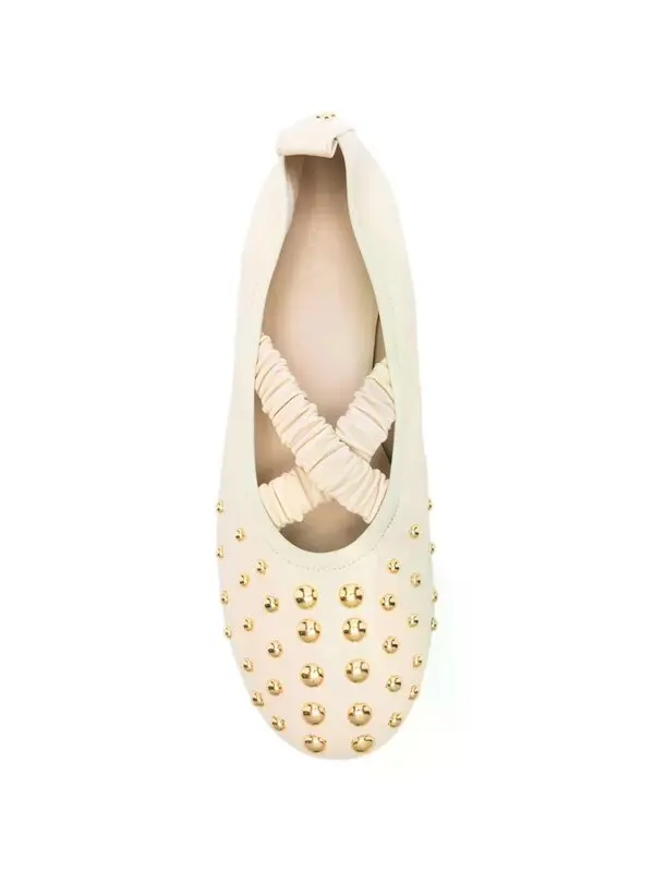 WANDLER Stud-embellished Ruched Ballet Flats