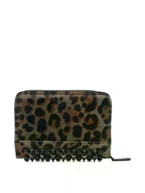 Ash Leopard-print Stud-embellished Wallet - Neutrals