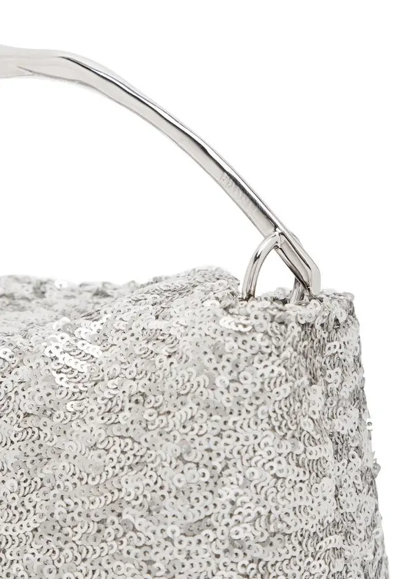 Erdem Sequin Embellished Top Handle Bag - Silver
