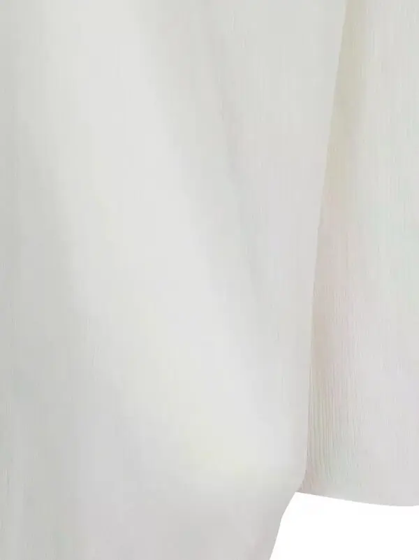 Alberta Ferretti Ivory Ruffled High Neck Pleated Blouse