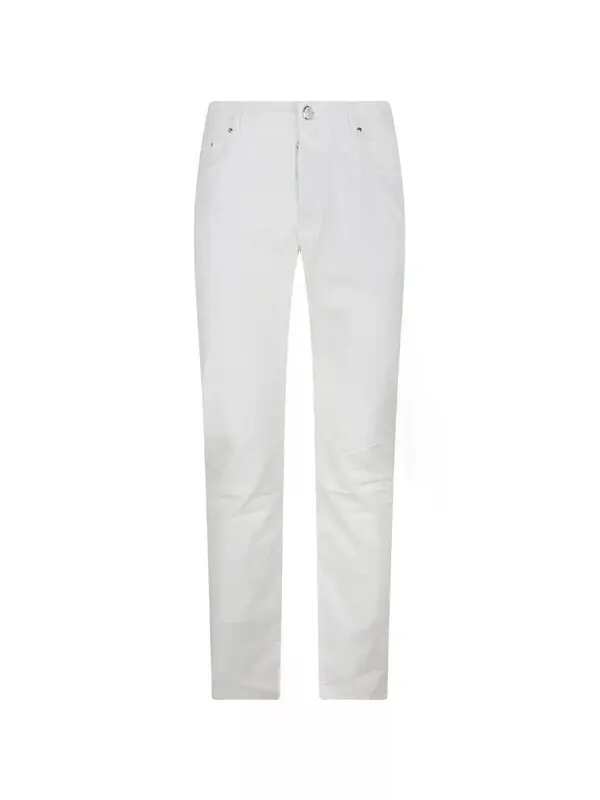 Jacob Cohen Gray Logo-patch Slim-fit Chino Trousers - White