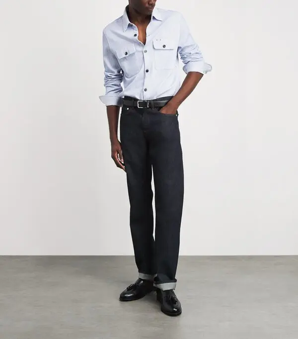 Isaia Cotton-linen Stripe Overshirt