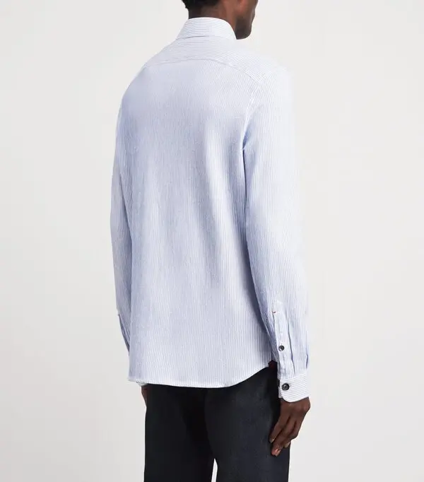 Isaia Cotton-linen Stripe Overshirt