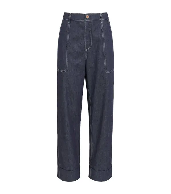 Lafayette 148 New York Chambray Straight Trousers