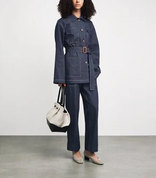 Lafayette 148 New York Chambray Straight Trousers