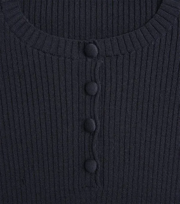 Lafayette 148 New York Rib-knit Henley Top