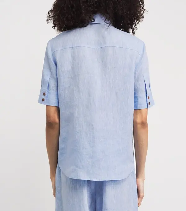 Lafayette 148 New York Linen Twin-pocket Shirt - Blue