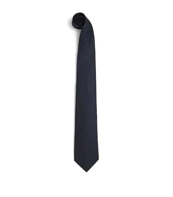 Isaia Silk Woven Jacquard Neck Tie - Blue