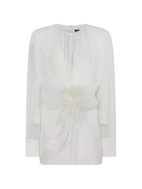 David Koma Cactus Dahlia Feather-embellished Ruched Mini Dress - White