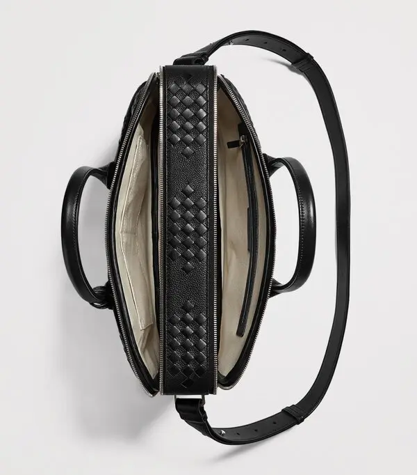 Bottega Veneta Intrecciato Leather Getaway Briefcase - Grey