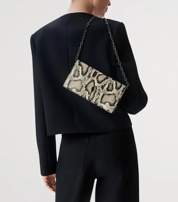 CHRISTIAN LOUBOUTIN Bettina Snakeskin Clutch Bag - Grey